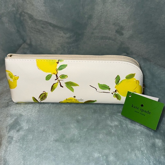 kate spade | Bags | Kate Spade White And Yellow Lemon Pencil Case ...
